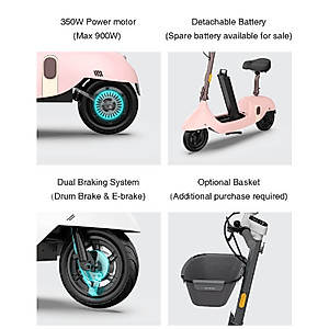 OKAI EA10 Electric Scooter with Seat, Up to 25-34 Miles Range & 15.5MPH, Modern Moped Scooter Bike with 10inch Vacuum Tires (EA10 Pro, Green)