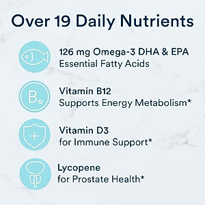 SmartyPants Multivitamin for Men, Gummies: Omega 3 Fish Oil (EPA/DHA), Methylfolate, CoQ10, Vitamin D3, C, Vitamin B12, B6, Vitamin A, K & Zinc for Immune Support, 180 Gummies (30 Day Supply)