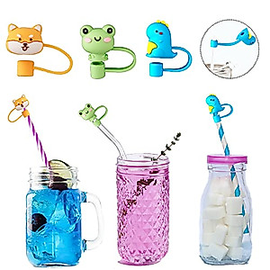 VERSAINSECT rs Cap, Silicone Reusable Straw Covers, Anti-dust Silicone Straw Cover, Cute Cartoon Straw Tips Cover for 6-8 mm Straws (Not include Straw)