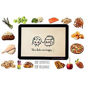 Happy Homes Market, Silicone Baking Mat, Non-Stick, Professional Grade Quality Baking Mat, Food Safe, BPA Free, Reusable, Eco-Friendly, Luxury Baking Sheet Liner- Set of 3 Standard Half Sheet Sizes