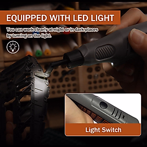 Bucasso Cordless Pen Sander, Variable Speed and USB Charging with LED Light, Multi-Purpose Power Tool for Sanding, Polishing, Finishing, DIY Crafts