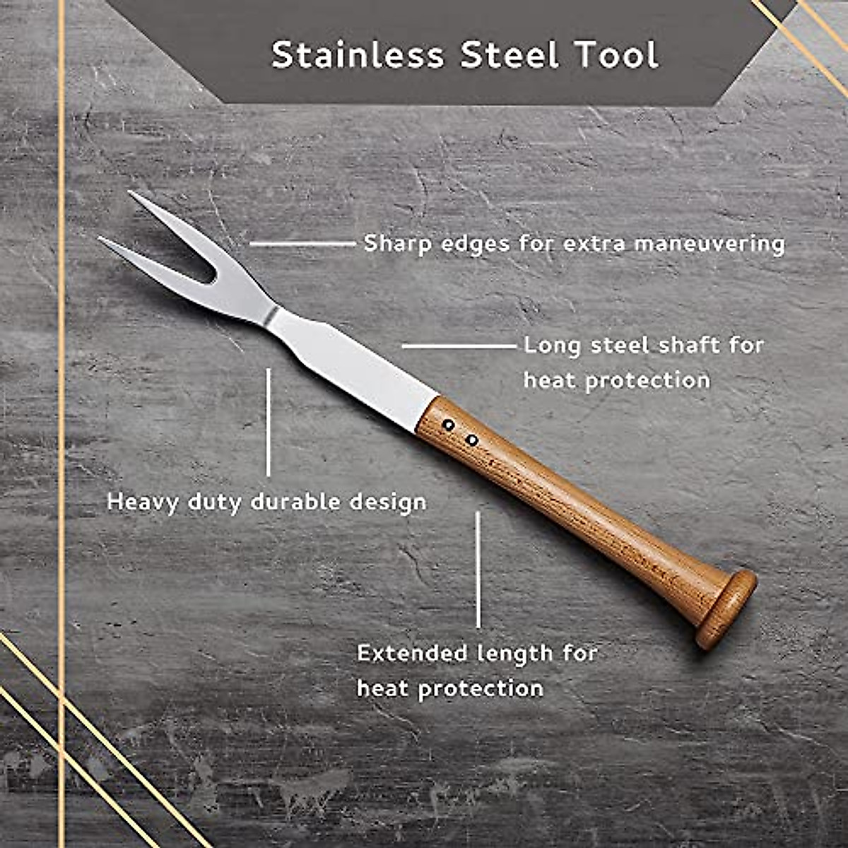 Baseball BBQ | 'Triple Play' Multi-Tool Spatula, Tongs & Fork Combo Set | BBQ Grilling Accessories & Utensils for Baseball Fans | Unique Wooden Bat Handle & Quality Stainless Steel Grill Masters