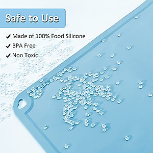 Baby Placemats, Non-Slip Silicone Placemat for Kids, Toddler Placemat for Dining Table, Baby Placemats Portable Food Mats for Kids Toddler Children (2 Pack, Baby Blue,Pink)