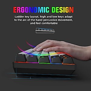 UINO V800 68 Key Mechanical Keyboard Gaming USB Wired LED Backlit Axis Gaming Mechanical Keyboard Optical Switches for Desktop