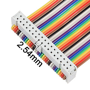 uxcell IDC 34 Pins Wire Flat Multicolored Flexible Rainbow Ribbon Jumper Cable 30cm 2.54mm Pitch,1pcs