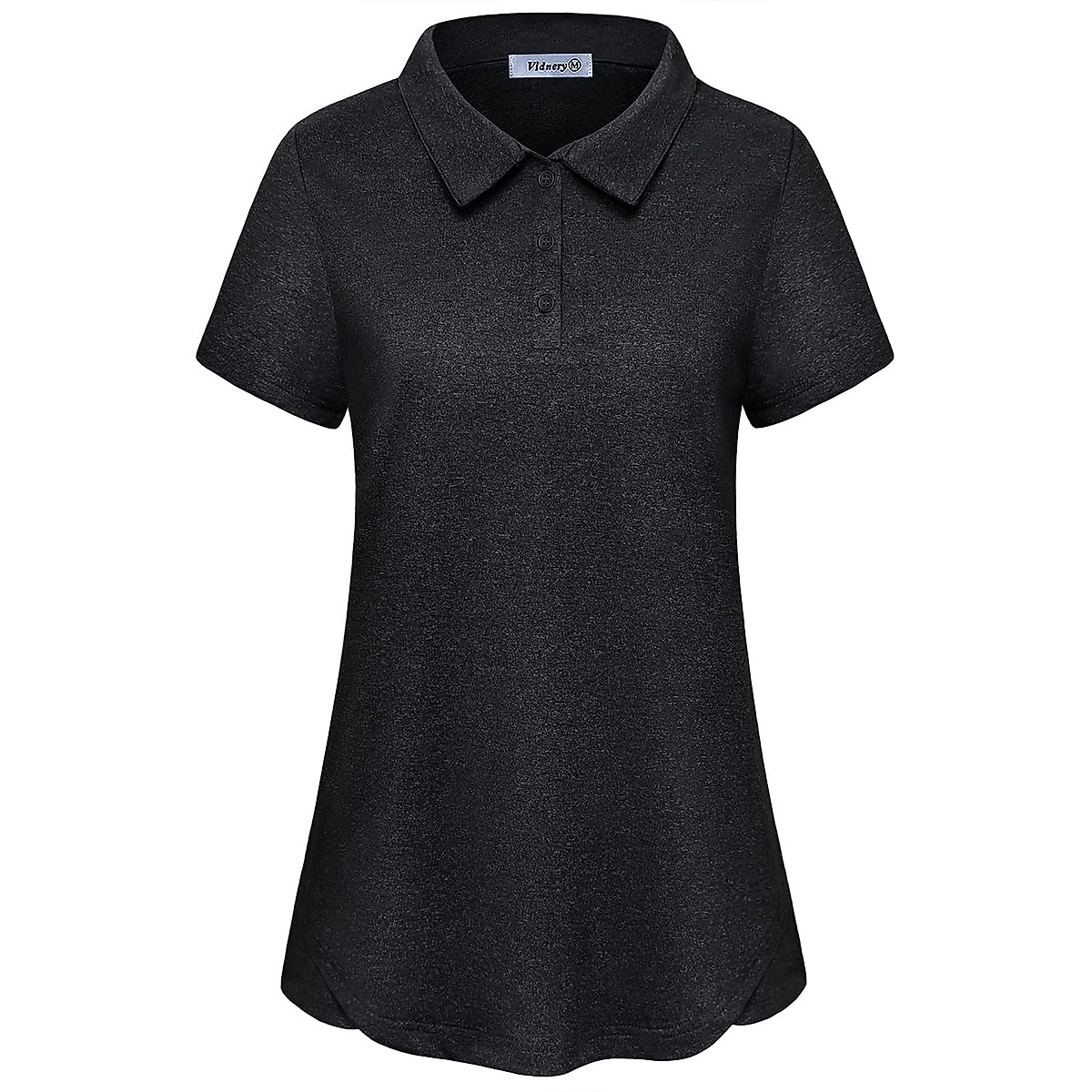 Vldnery Plus Size Golf Shirts for Women Moisture Wicking Polo Shirt 3-Button Athletic Yoga Tennis Black Tops (2XL)