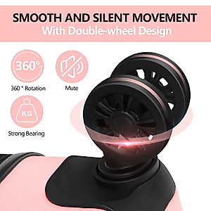 AnyZip Luggage Sets 3 Piece PC ABS Hardside Lightweight Suitcase with 4 Universal Wheels TSA Lock Carry On 20 24 28 Inch Pink