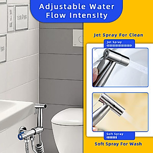 Bidet Sprayer for Toilet, Handheld Bidet Sprayer for Toilet Jet Spray for Toilet Cloth Diaper Sprayer Set Premium Feminine Hygiene Cleaning Muslim Shower Toilet Sprayer Stainless Steel Easy to Install