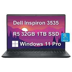 Dell Inspiron 15 15.6" Business Laptop (FHD Touchscreen, AMD Ryzen 5 7530U, 32GB RAM, 1TB PCIe SSD, (6-Core Beat i7-1165G7)) Numeric Keypad, Webcam, 2023 Inspiron 3000 3535, Win 11 Pro, Carbon Black