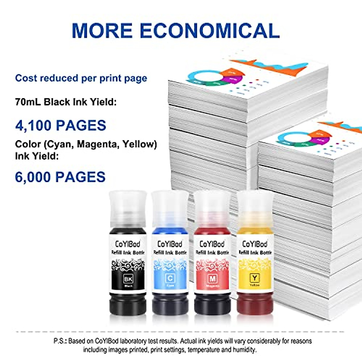 CoYlBod Dye Refill Ink Bottle Compatible T502 T512 T522 USE with ET-2720 ET-2800 ET-2803 ET-2850 ET-3850 ET-4700 ET-4750 ET-4760 ET-15000 Printer Black, Cyan, Magenta, Yellow (NOT Sublimation Ink)
