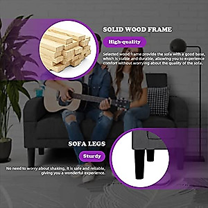 TYBOATLE Linen Upholstered Modern Love Seats Sofa with 2 USB, Fabric Loveseat Furniture w/Removable Armrests, 2 Cup Holders, Suitable for Compact Living Space, Apartment, Dorm (Dark Grey)