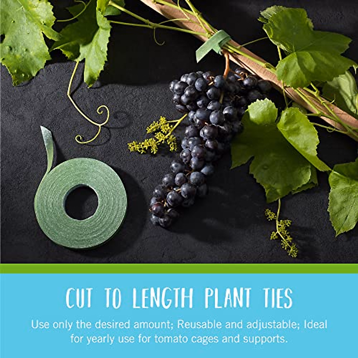 VELCRO Brand VEL-30071-USA ONE-WRAP Garden Ties | Plant Supports for Effective Growing | Strong Grips are Reusable and Adjustable | Cut-to-Length, 50 ft x 1/2 in, Green-Recycled Plastic