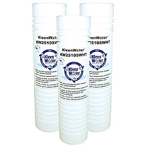 Dishwasher Water Filter, KleenWater KW2510HW Under Sink Filtration System, Polyphosphate Filters for Hard Water and Cloudy Film Residue on Dishes and Glasses