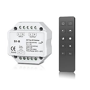 LAZIRO AC Triac LED Dimmer 220V 230V 110V Wireless RF Dimmable Knob Switch with 2.4G Remote Controller for Single Color LED Bulb Lamps