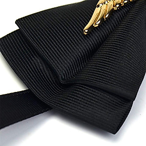 Manoble Men's Adjustable Bow tie Gold Metal Wings Chain Two Layer Neck Bowtie