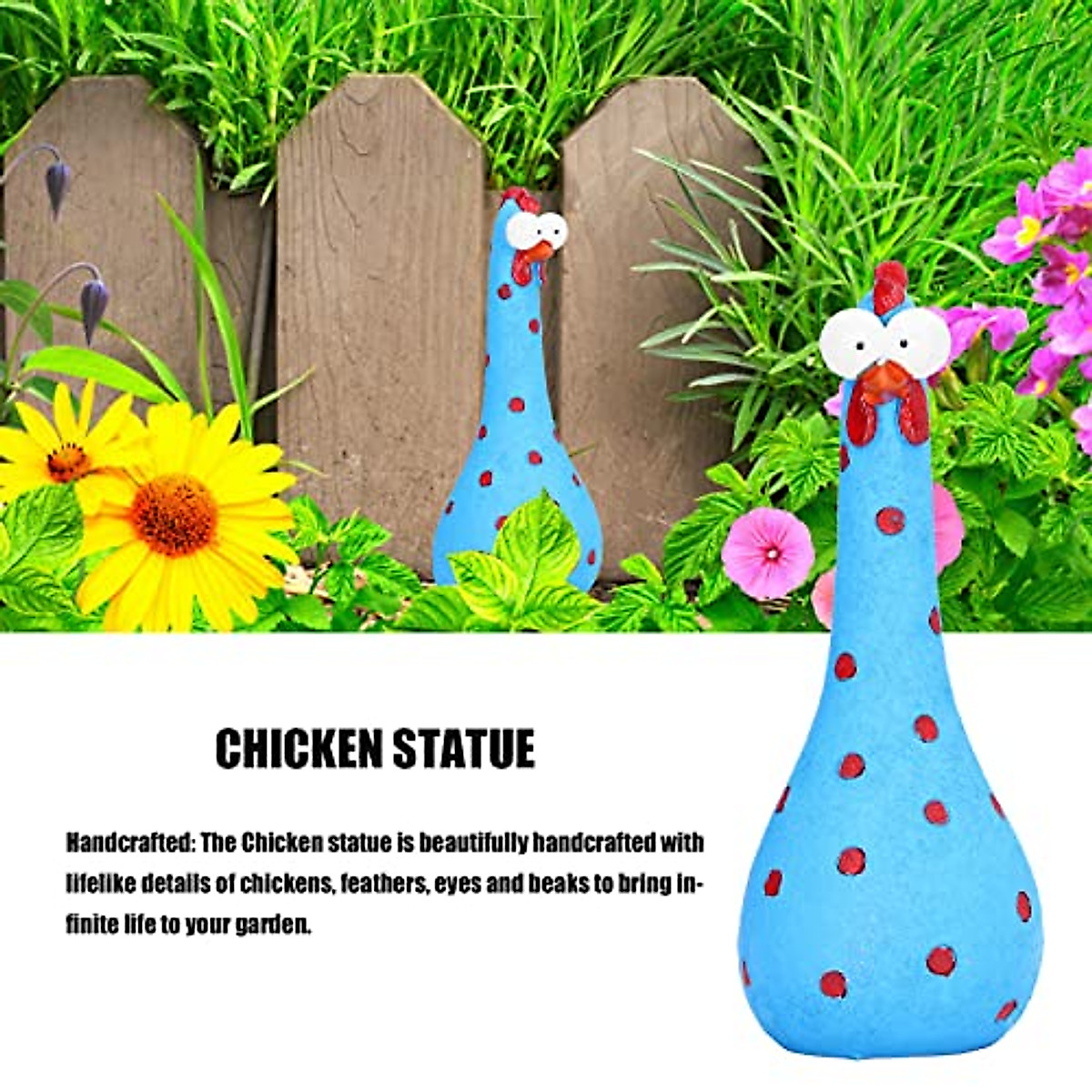 Chicken Statue, Big Eye Chicken Long Neck, Microlandschaft Hand Crafted Resin Animal Garden Statues for Garden Yard Art Decoration(Blue)