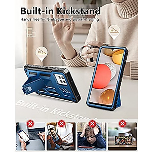 SOiOS for Samsung Galaxy A42-5G Case: TPU Soft Shockproof Protection | Hard Armor Design Shell - Heavy Duty Military Grade Drop Proof Durable Cell Phone Protective Cover with Kickstand for A42 Blue