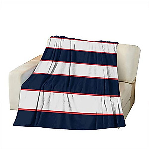 Moslion Nautical Pattern Stripe Throw Blanket 60x80 Inch Red Navy White Horizontal Parallel Stripes Cozy Throw Blanket for Couch Bed Sofa Car Soft Throw Blanket Flannel