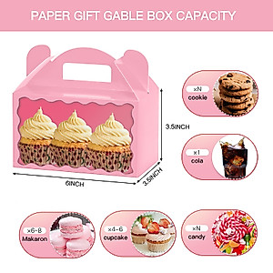 MOORAY 30 Pack Treat Boxes Candy Boxes Gable Boxes Party Favor Boxes with Handles Goodie Boxes Paper Gift Boxes for Kids Birthday Party Baby Shower Wedding Halloween Christmas(Pink)