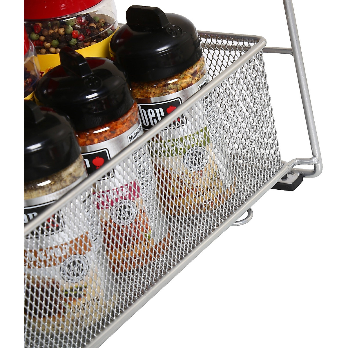 YBM Home Silver 2 Tier Mesh Sliding Spice and Sauces Basket Cabinet Organizer Drawer 2304