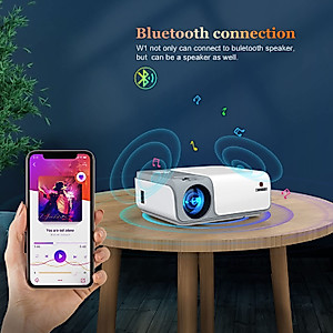 WiMiUS 2024 W1 5G WiFi Bluetooth Projector, 400 ANSI Lumen Support 4K, Native 1080P & Portable Outdoor Wireless iPhone Projector, Support Zoom 50% 4D ±50° Keystone for iOS Android TV Stick PC