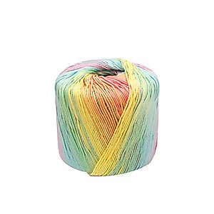 HEALLILY 1 Roll 133M Color Yarn Segment Soft Yarn Dyed Gradient Cotton Yarn Skeins Hat Shawl Line Material for Hand Knitting DIY Sweater Blanket Costume (Light Rainbow)