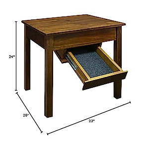 Casual Home Kennedy End Table Drawer, Concealment Furniture, Warm Brown