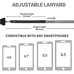 SS Phone Lanyard, Adjustable Cell Phone Strap for Around the Neck Lanyard-Black