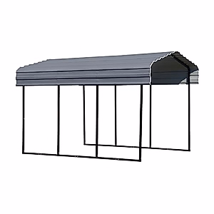 Arrow Carports Galvanized Steel Carport, Compact Car Metal Carport Kit, 10' x 15' x 9', Charcoal