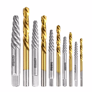 Luckyway 10-Piece Screw Extractor and Left Hand Drill Bit Set, Bolt Extractors, for Removing Broken Studs, Bolts, Socket Screws, and Fittings