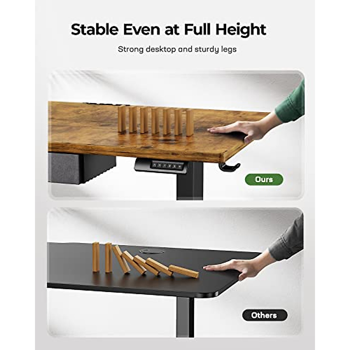 Marsail Standing Desk with Drawer, 55x24 Inch Adjustable Height Standing Desk, Electric Stand up Desk, Sit Stand Home Office Desk, Ergonomic Workstation for Home Office Computer Gaming Desk Rustic