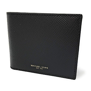 Michael Kors Men's Harrison Billfold with Passcase Leather Wallet No Box Included,slim (Black)