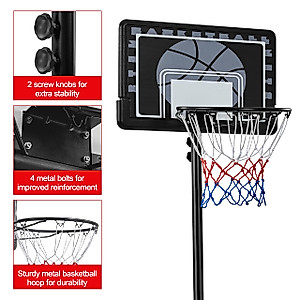 Yaheetech Height Adjustable Basketball Hoop Stand Portable Basketball Goal System Set with 30'' PE Backboard w/ 2 Wheels 7.2ft-8.2ft Height Use for Indoor & Outdoor Sports