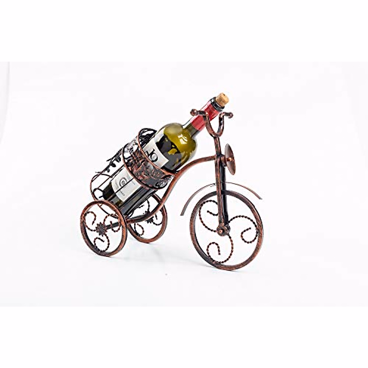 Asian Home Bicycle Wine Bottle Holder Desktop Bike Wine Rack Freestanding Countertop Bottle Holder for Wine Storage, Metal, Metallic Red Colored