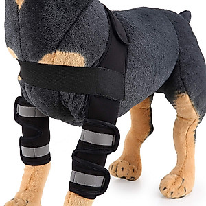 SELMAI Reflective Dog Shoulder Brace Front Leg Brace Canine Elbow Protector Extra Supportive Joint Wrap Arthritis Loss of Stability Helps Wounds Healing Prevents Injuries Sprains Black S