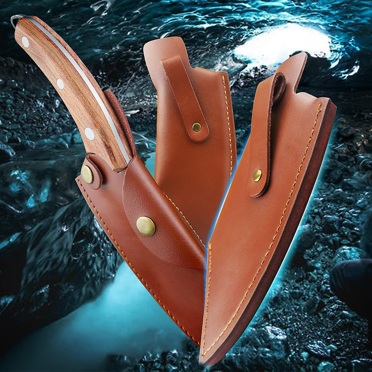 Kitory Leather Knife Sheath 7 inch Meat Cleaver Knife Practical Soft Leather Sheath with Belt Loop Good for Outdoor Protect Fixed Blade & Carry Out, 2023 Gifts For Women and Men