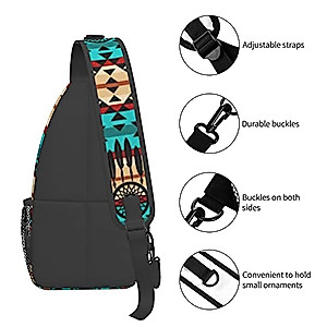 Retro Native Indian American Sling Native Pattern Sling Backpack Crossbody Cross Chest Bag Daypack for Hiking Travel