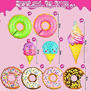 Ice Cream Balloons, 12 PCS Huge 30 Inch Candy Balloons, Ice Cream Party Decorations, Mylar Donut Balloons for Ice Cream Decorations, Donut Balloon for Donut Party Themed Party Supplies