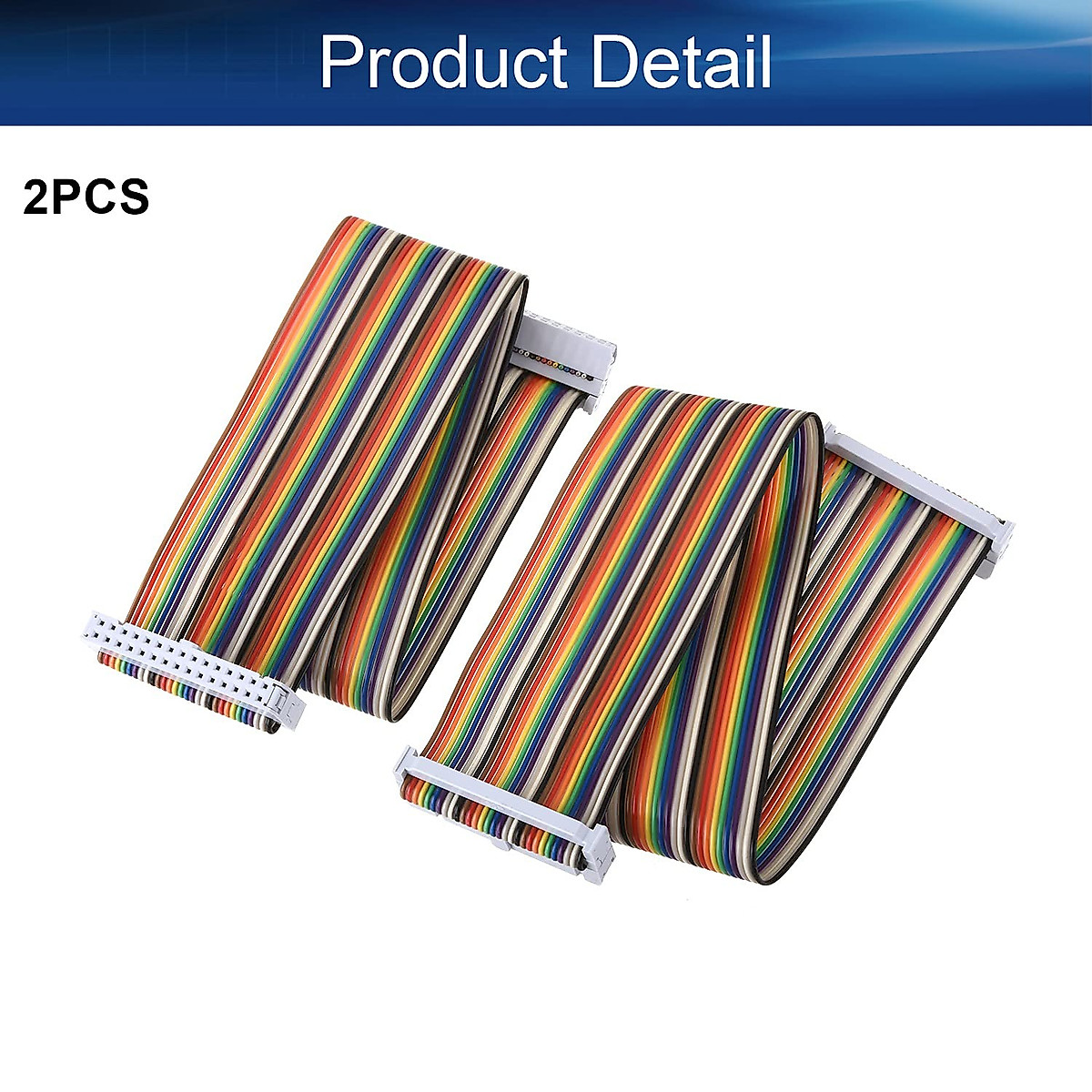 Heyiarbeit 2pcs IDC Rainbow Wire Flat Ribbon Cable 30 Pin 30cm Length 2.54mm Pitch