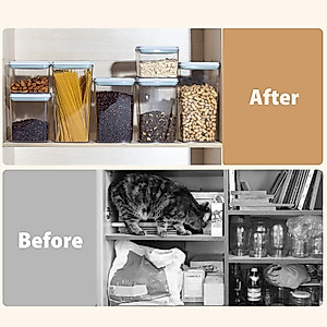 Uamector Pop Container Sets, 2-Piece Large Airtight Food Storage Containers, BPA-Free Air Tight Stackable Dry Cereal Container, Pantry Organization and Storage Cereal Snack Sugar Coffee (2 * 2.9Qt)