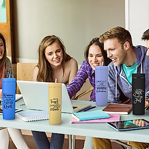 Tioncy 10 Pcs Employee Appreciation Gifts Bulk Thank You Gift 16oz Matte Inspirational Skinny Tumbler with Lid and Straw Christmas Appreciation Team Gifts for Coworker Teacher(Charming)