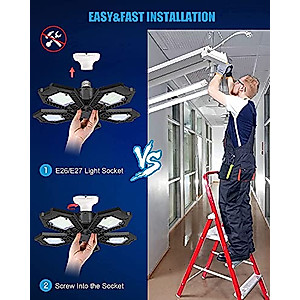 Motion Sensor Garage Light, 150W Deformable LED Garage Light, Super Bright 15000LM Garage Lights with Motion, Ultra Bright Garage Lights Motion Activated LED Shop Light for Garage, Workshop, Basement