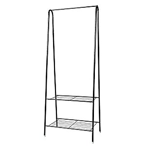 Volowoo 2-Tier Clothing Garment Rack, Freestanding Closet Hanging Clothes Rack,Portable Clothes Organizer for Bedroom,Living Room,Clothing Store (Black)