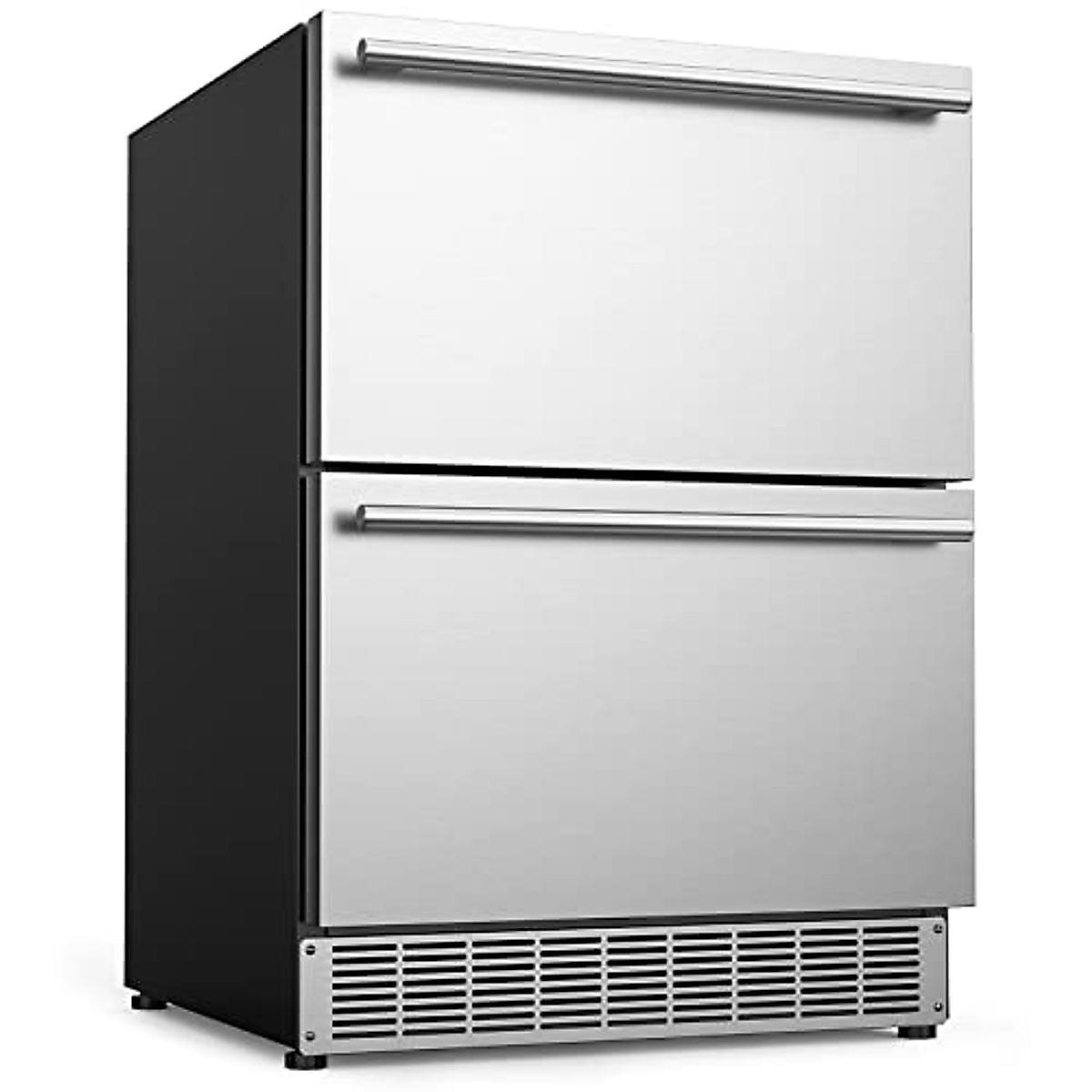 24 Inch Outdoor Drawer Fridge, Under Counter Double Drawer Beverage Refrigerator, 4.9 Cu.Ft. Weather Proof IPX4 Stainless Steel Auto Defrost 34-65℉ Built-in Fridge, ETL & DOE Approved
