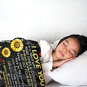 Daughter Gift from Mom Dad Sunflower Blanket to My Daughter Never Forget That I Love You Fleece Blanket Ultra-Soft Micro Light Weight Warm Bed Throw Blanket