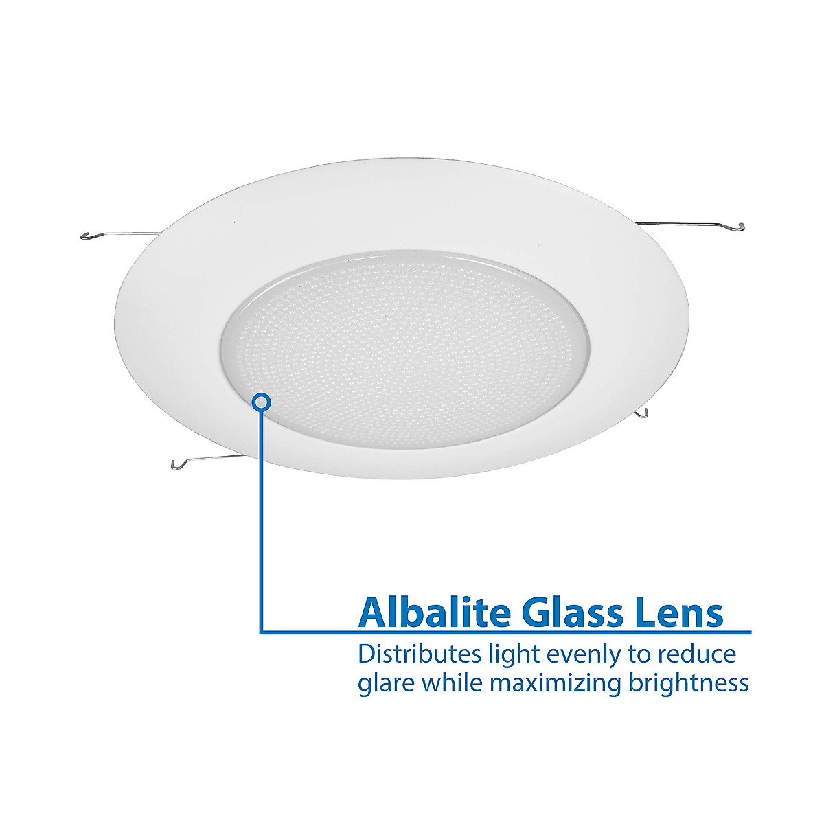 NICOR Lighting 6 inch White Recessed Shower Trim with Albalite Lens (17505)