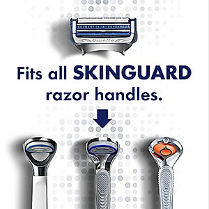 Gillette SkinGuard Men's Razor Blade Refill for Sensitive Skin, 8 Blade Refills, WHITE,NAVY BLUE