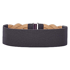 GRACE KARIN Women's Elastic Vintage Belt Stretchy Retro Wide Waist Cinch Belt(Pewter,S)