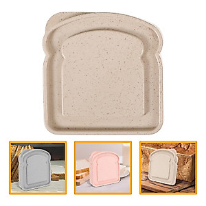 CALLARON 4 Pcs Sandwich Keeper, Reusable Sandwich Containers, Toast Shape Bread Box with Lid, Portable Sandwich Box, Food Fresh Keeping Box, Sandwich Containers for Lunch Boxes 4.8 x 5.1 inch