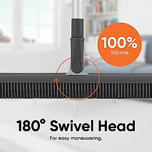 Silicone Broom, Rubber Broom for Pet Hair Hardwood Floor, Silicone Brooms for Floor Cleaning, Pet Hair Rubber Broom for Pet Hair on Carpet, Slim Hair Broom for Carpet, by Superio